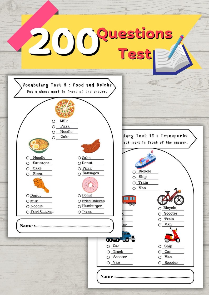 Vocabulary Test Prep Worksheets/200 Questions Test/answer Key Printable ...