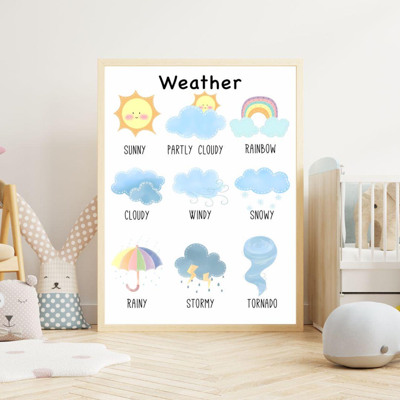 Kids Weather Poster Print/ Montessori Nursery Wall Art/ Educational ...