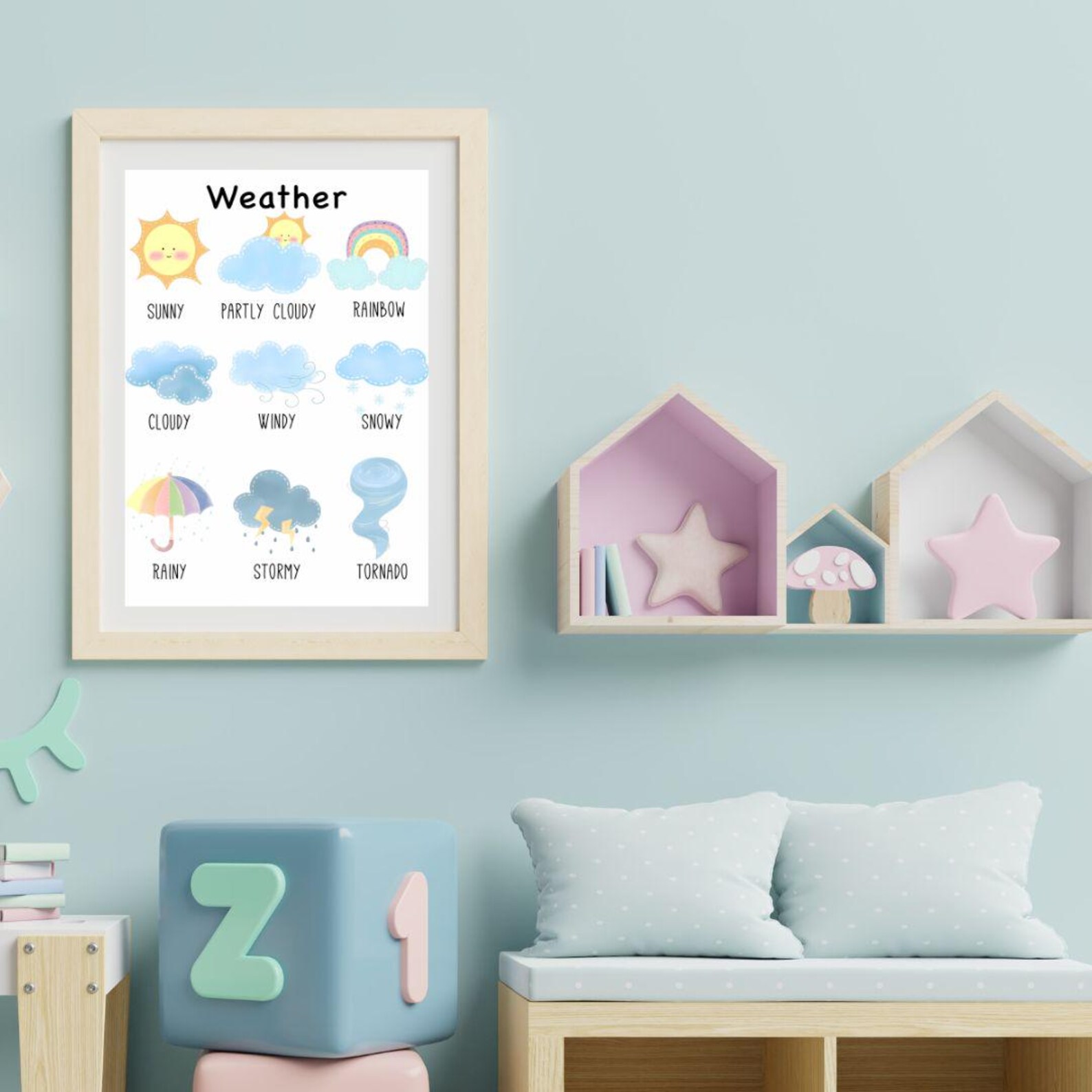 Kids Weather Poster Print/ Montessori Nursery Wall Art/ Educational ...