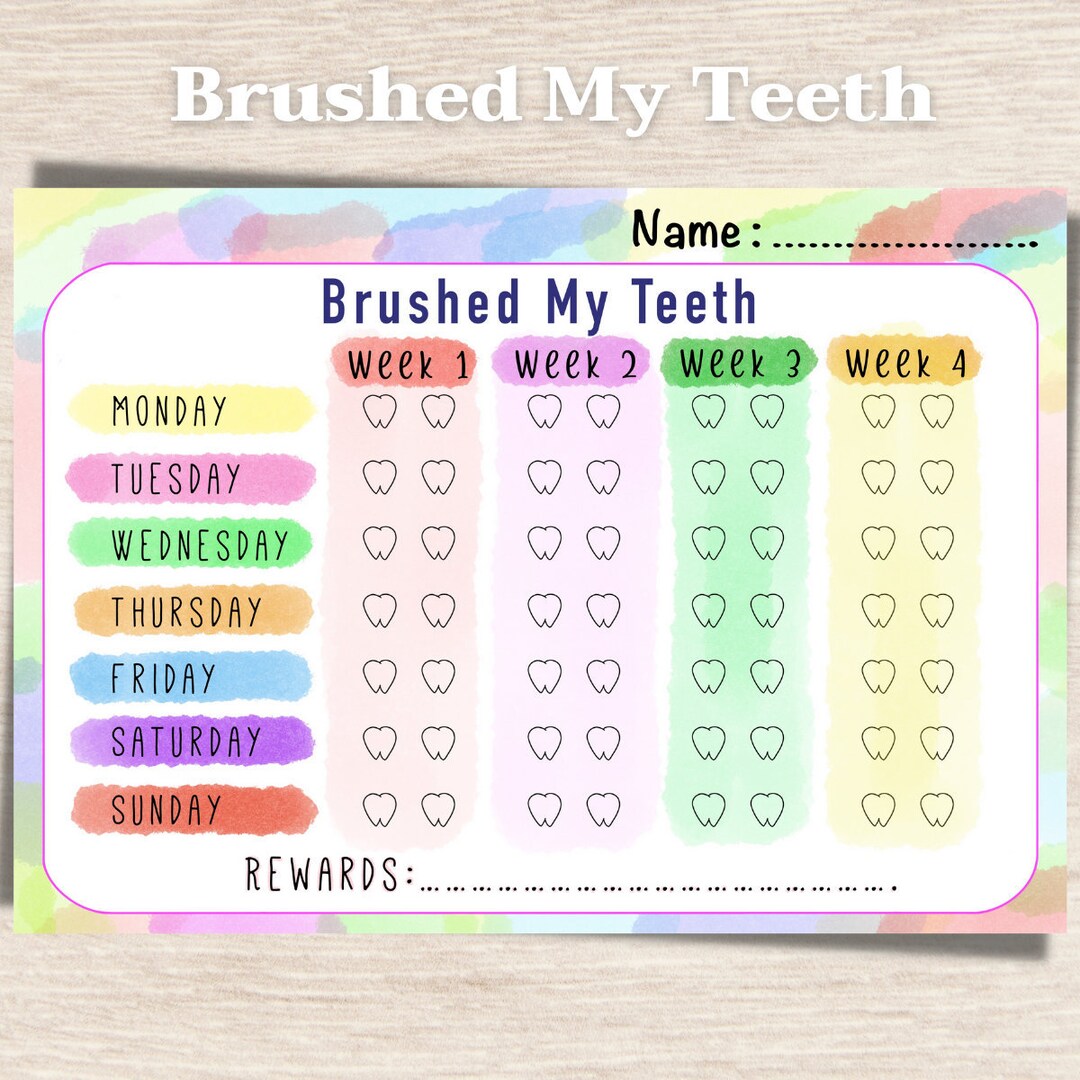 Brush My Teeth Printable, Brush Your Teeth Printable Chart, Kids Teeth ...