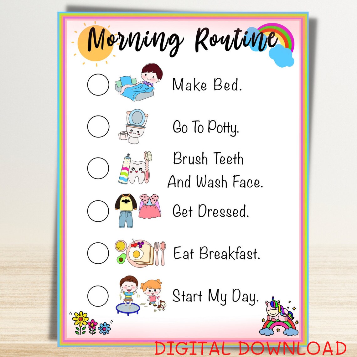 Morning and Evening Routine Chart Printable Kids Chore Chart - Etsy