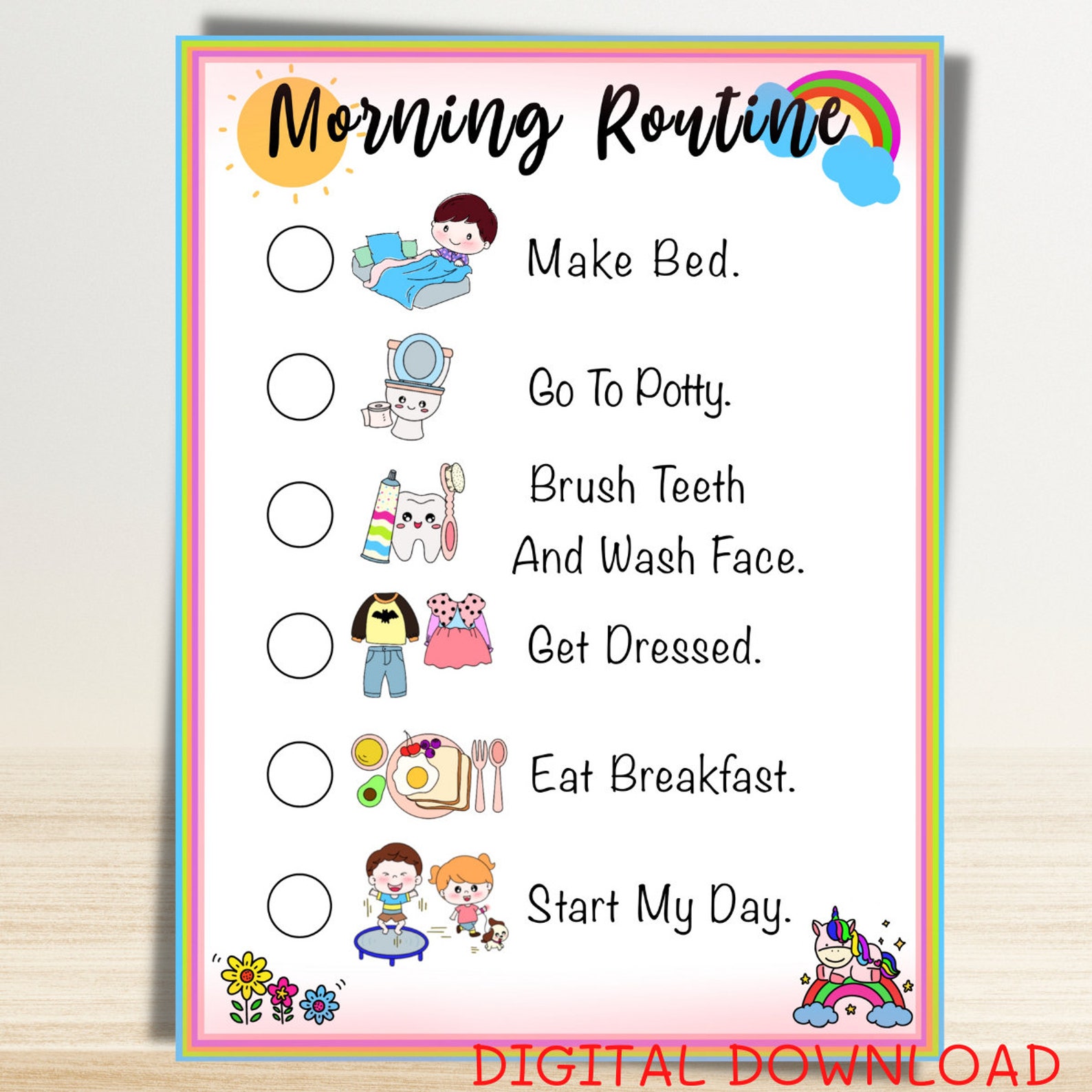 Morning and Evening Routine Chart Printable Kids Chore Chart - Etsy