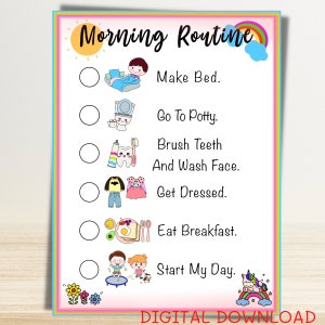 Morning and Evening Routine Chart Printable Kids Chore Chart - Etsy