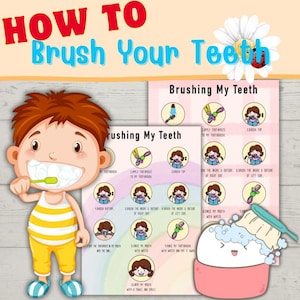 Brushing My Teeth Steps Chart, Learning to Brush Your Teeth, Tooth ...