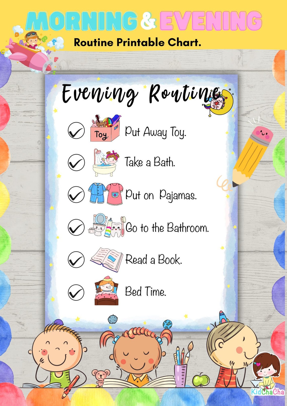 Morning and Evening Routine Chart Printable, Kids Chore Chart ...