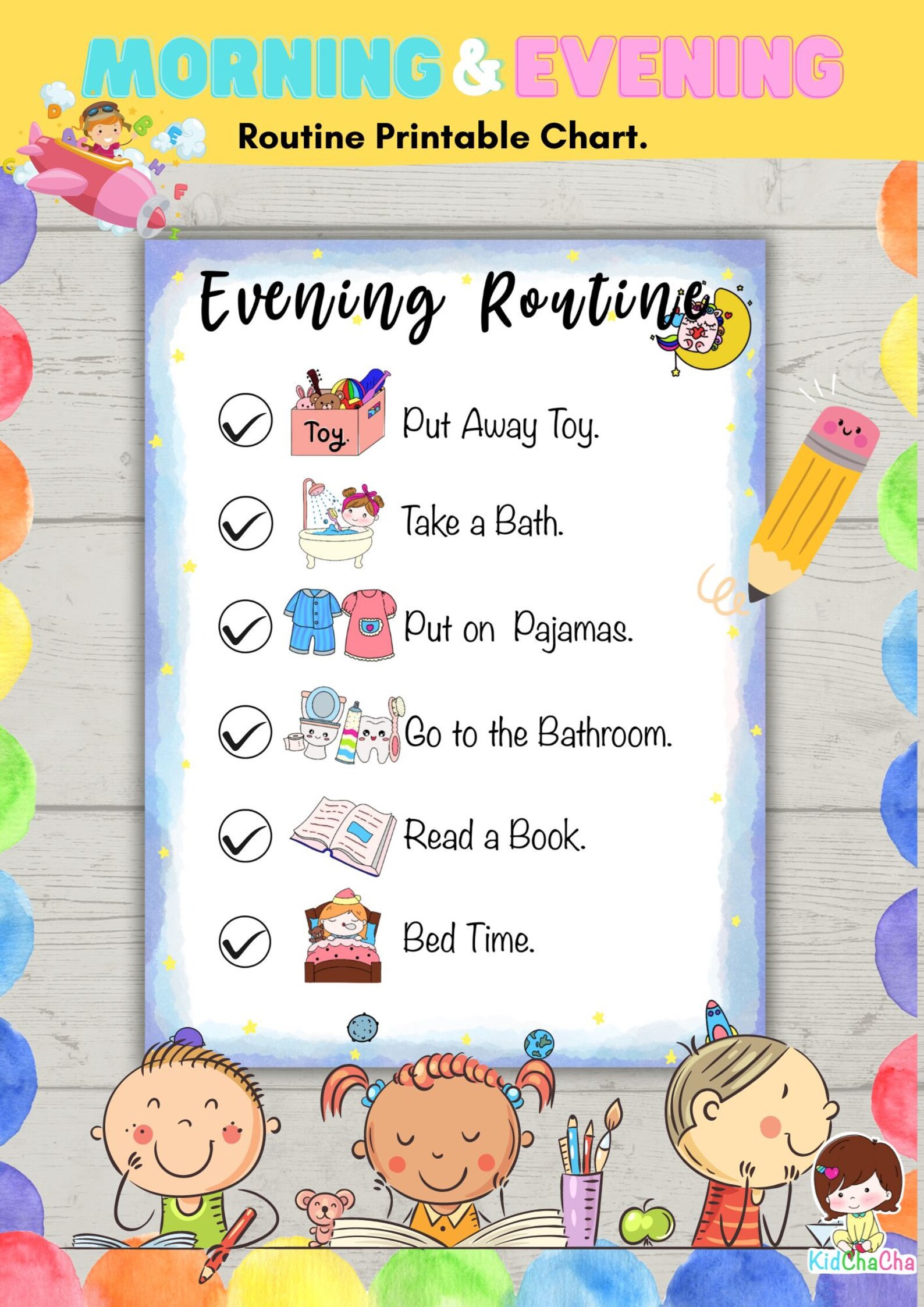 Morning and Evening Routine Chart Printable, Kids Chore Chart ...