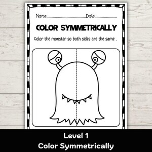 Monster Lines of Symmetry Fun | Draw & Color Math Activity for Prek–1st ...