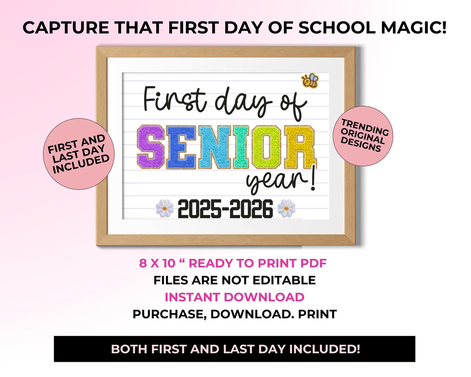 First Day of 12th Grade Sign – 12th Grade School Photo Prop – Back to ...