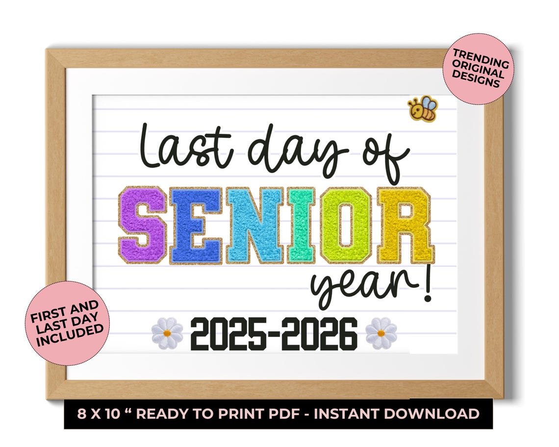First Day of 12th Grade Sign – 12th Grade School Photo Prop – Back to ...