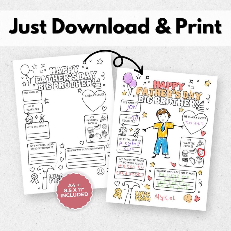Handprint Crafts for Father’s Day,printable Cards for Dad,a4 US Letter ...
