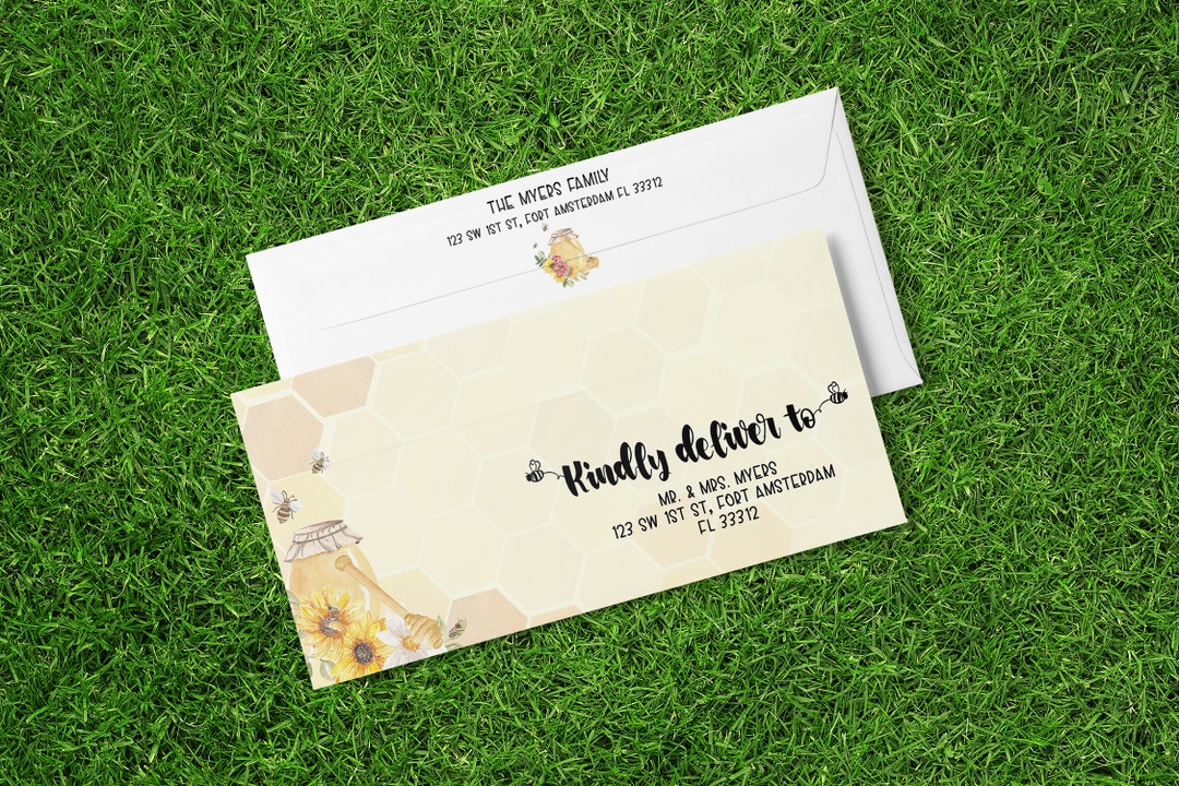 Bee Printable Envelope,sunflower,honey Bee,bumble Bee Baby Shower ...
