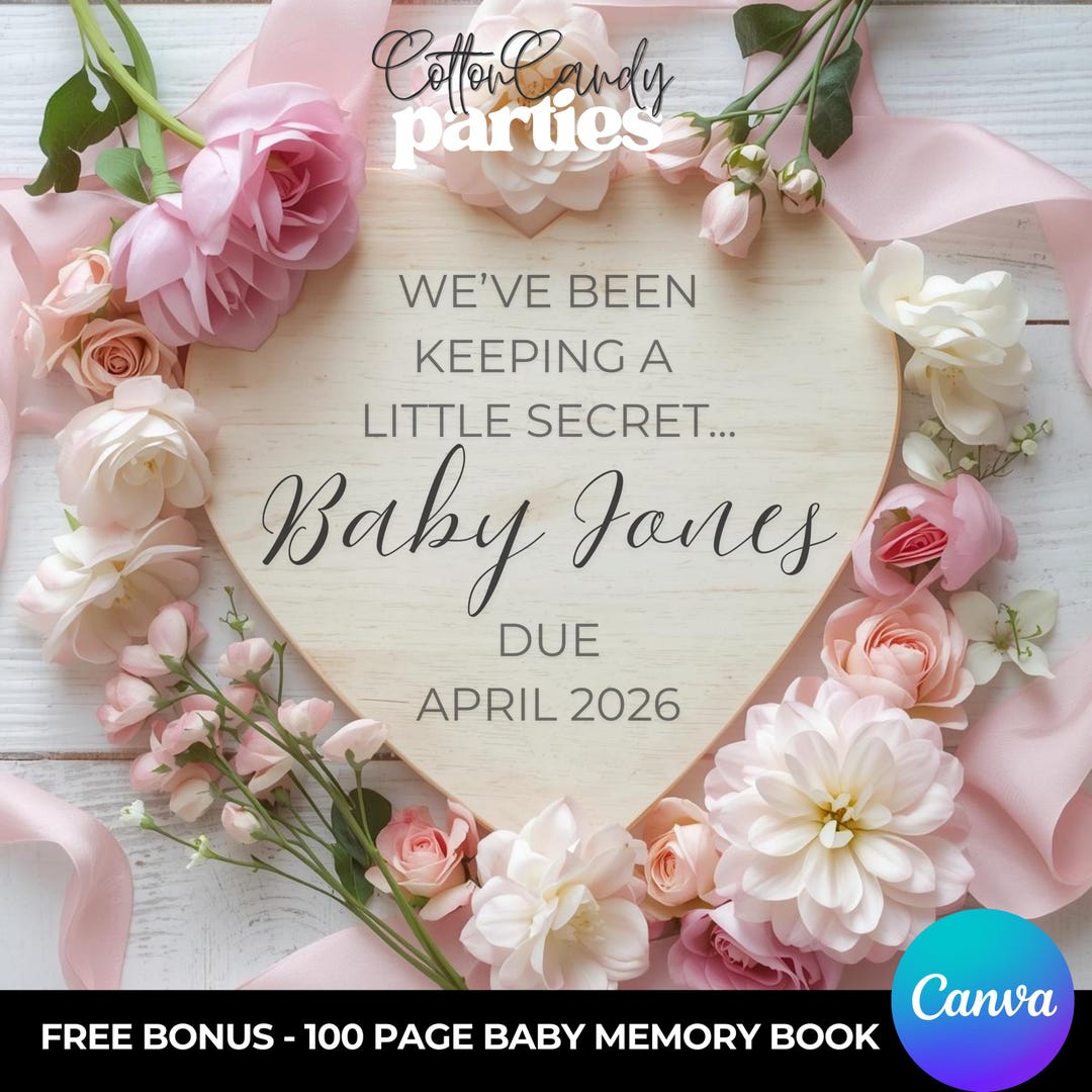 Spring-themed Floral Pregnancy Reveal With Ribbon and Blooms, Perfect ...