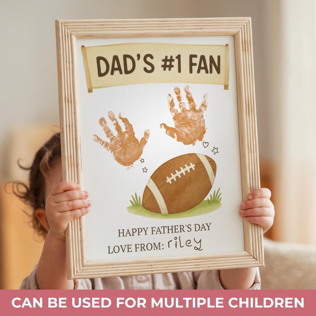 Football Father’s Day Handprint Craft for Dad, Kids DIY Gift, Dad’s ...