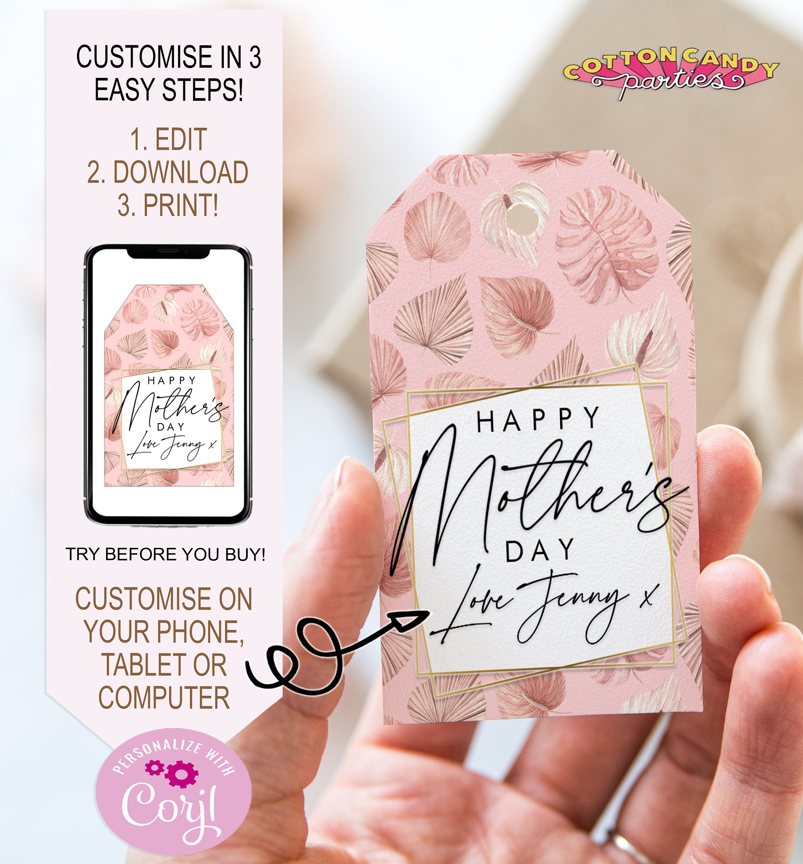 PRINTABLE Happy Mother's Day Printable Tag Mothers Day Tag | Etsy