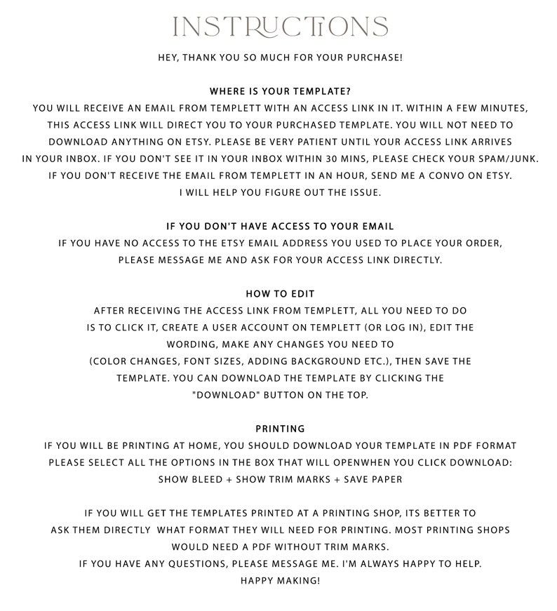 Thank You Card Template Modern Thank You Card Script Thank - Etsy