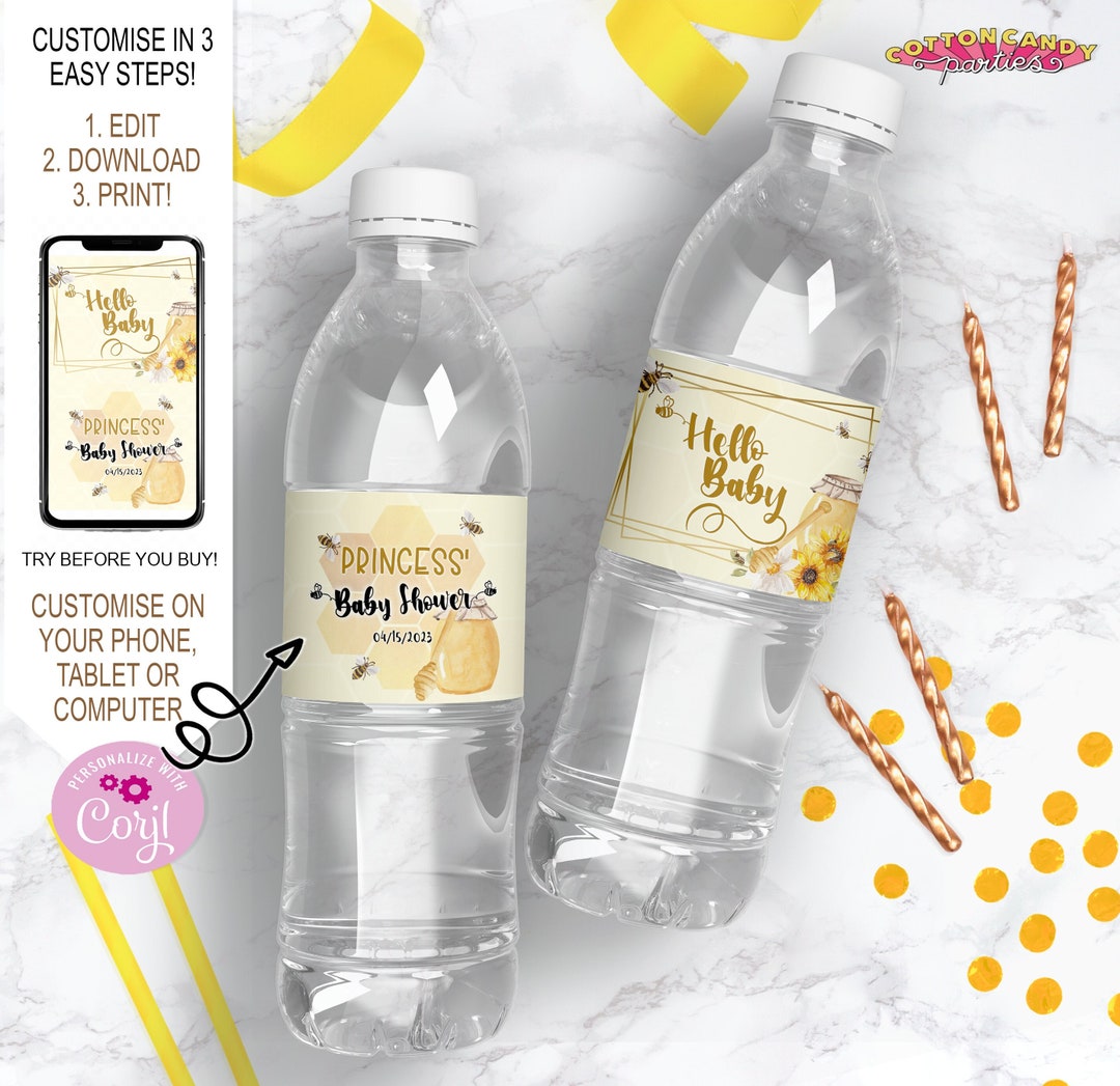 Bee Bottle Labels Baby Printable,sunflower,honey Bee,bumble Bee Baby ...
