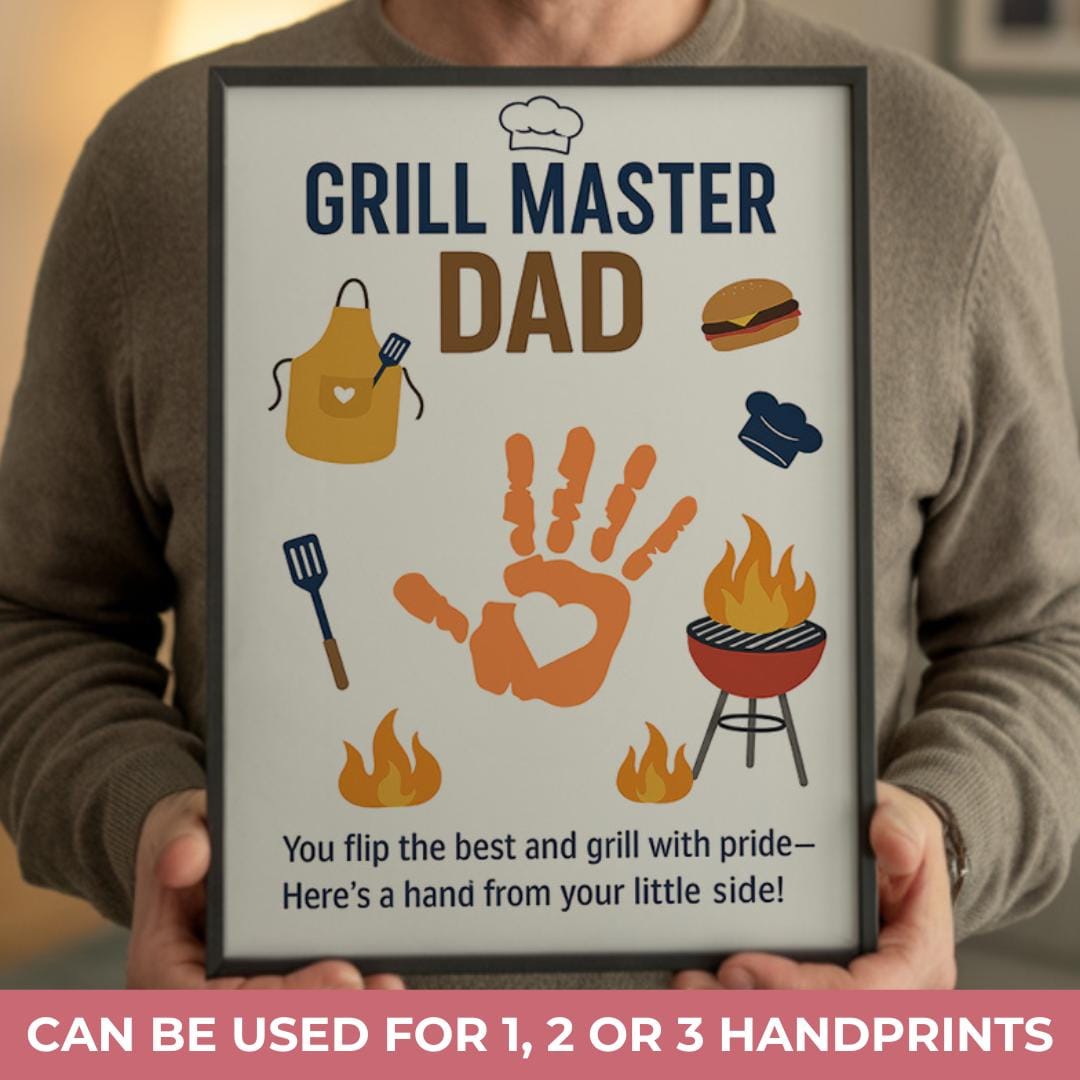 BBQ Dad Handprint Printable Fathers Day Gift From Child Toddler Baby ...