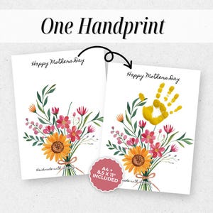 Mother's Day Craft Handprint Art Birthday Activity Floral Bouquet ...