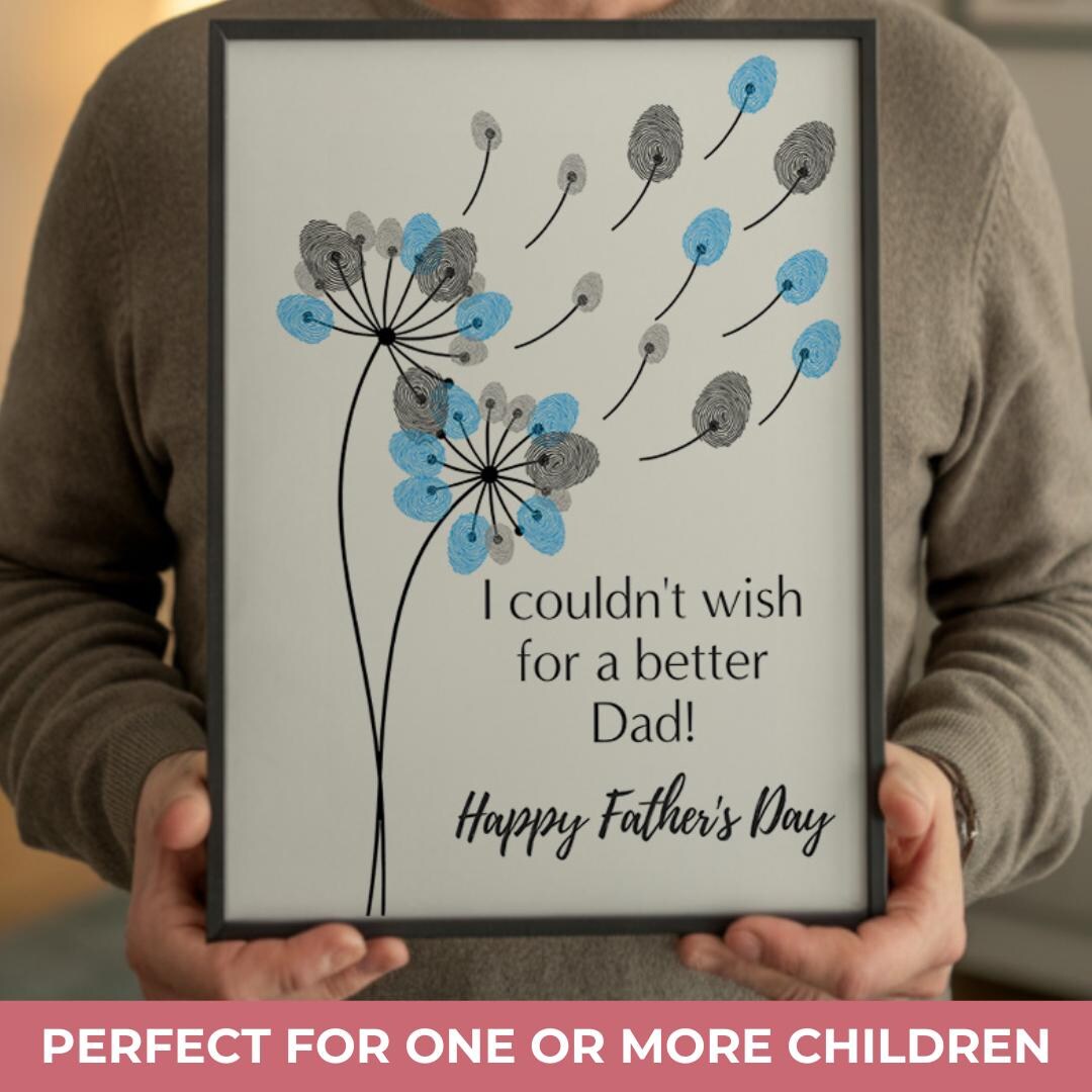 Dandelion Fingerprint Art for Dad, Printable Father’s Day Gift From ...