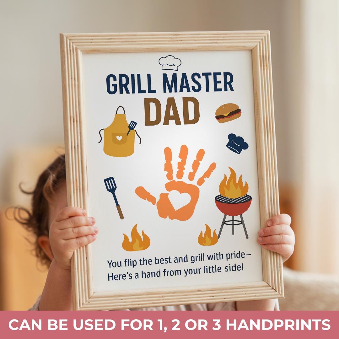 Printable Fathers Day Craft for BBQ Grill Master Dad Handprint Art From ...