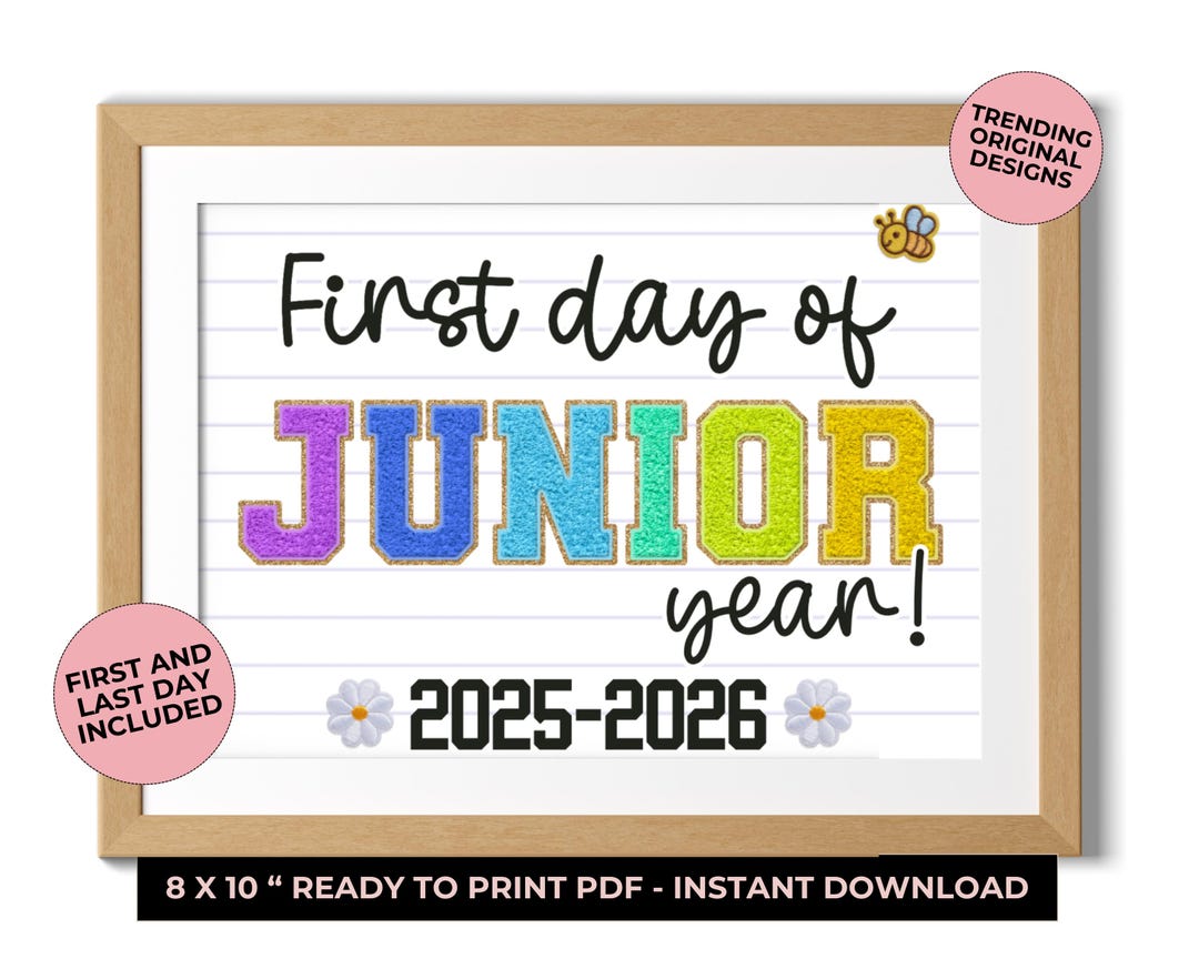 First Day of Junior Year Sign – 11th Grade School Photo Prop – Back to ...