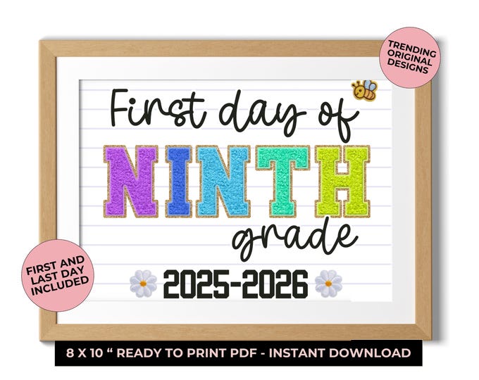 PRINTABLE Boho First Day of Ninth Grade, Aesthetic Hello Freshman Year ...