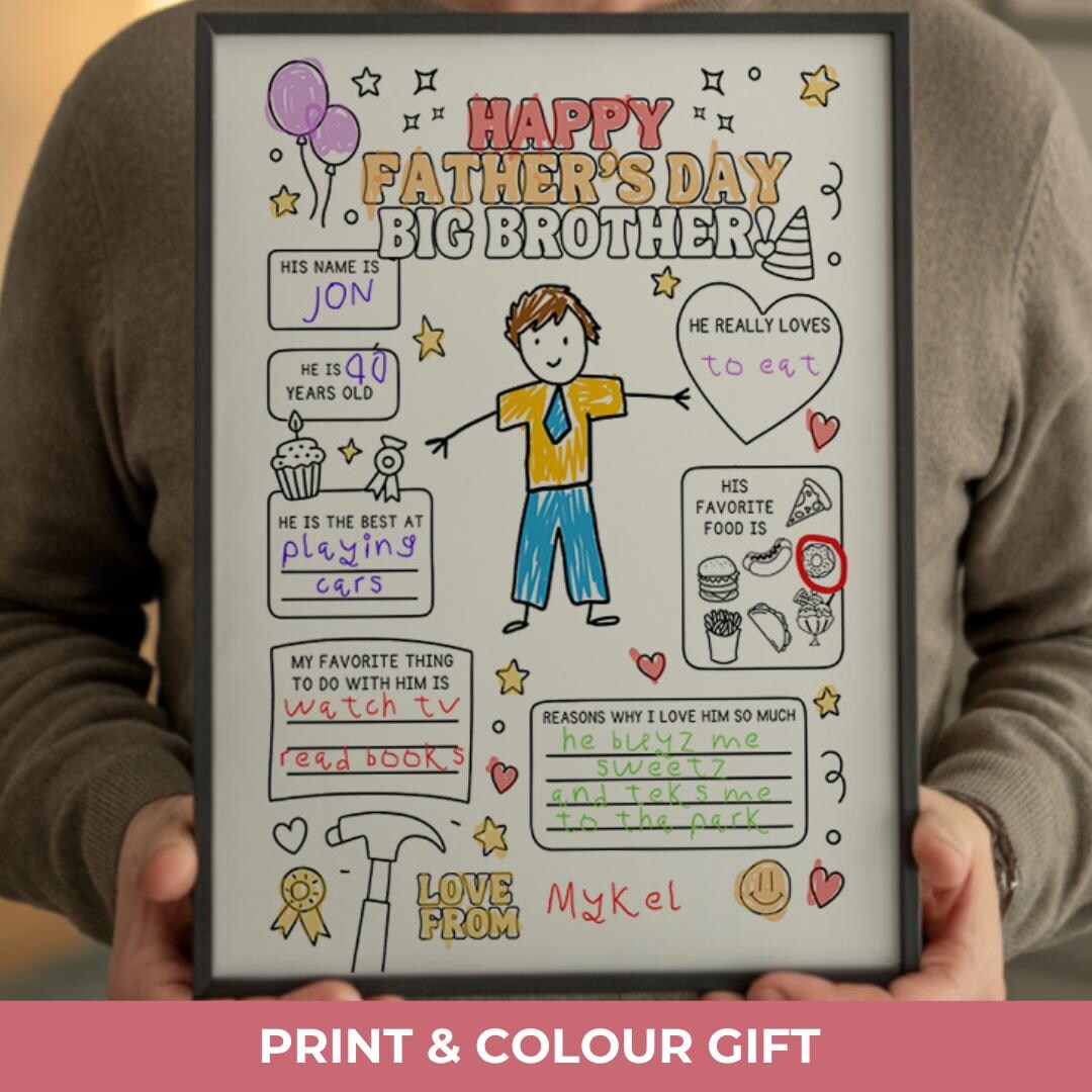 Father’s Day Big Brother Activity Sheet Printable From Kids Funny DIY ...