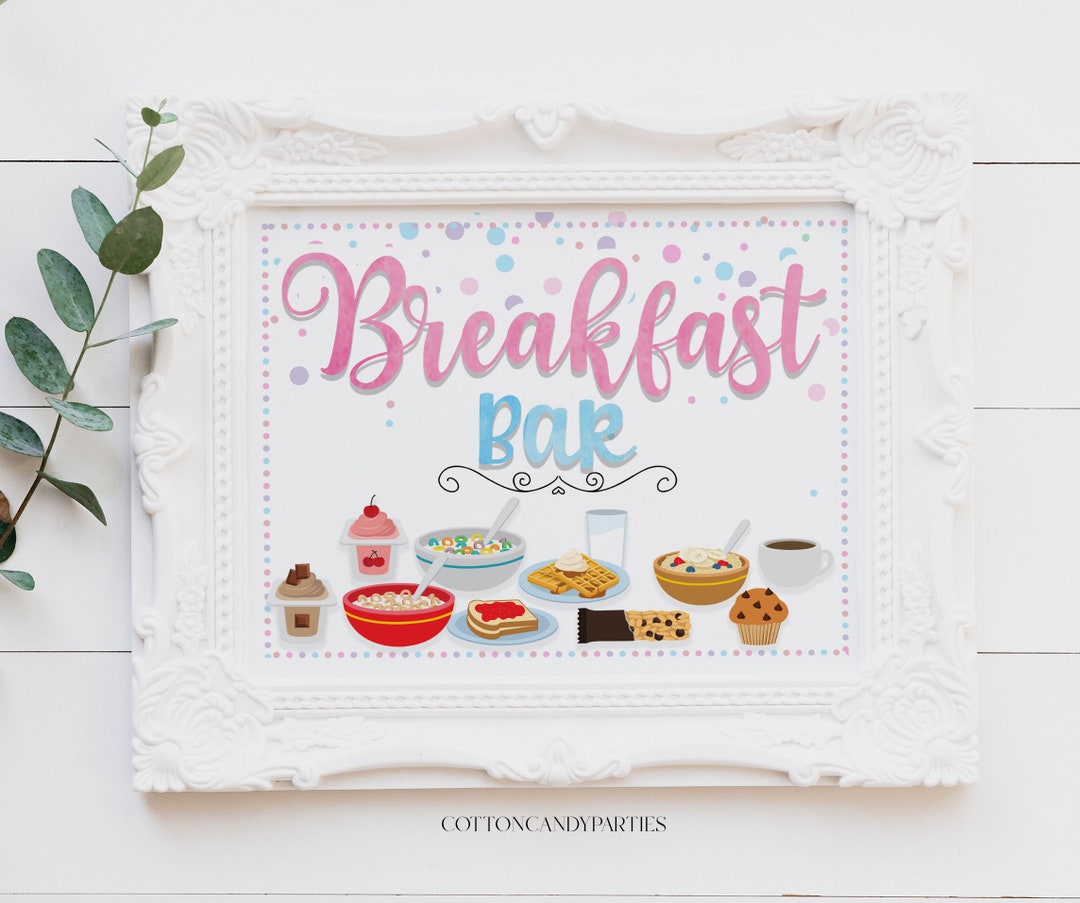Breakfast Bar Sign,party Sign,digital File,printable,pajama Party ...