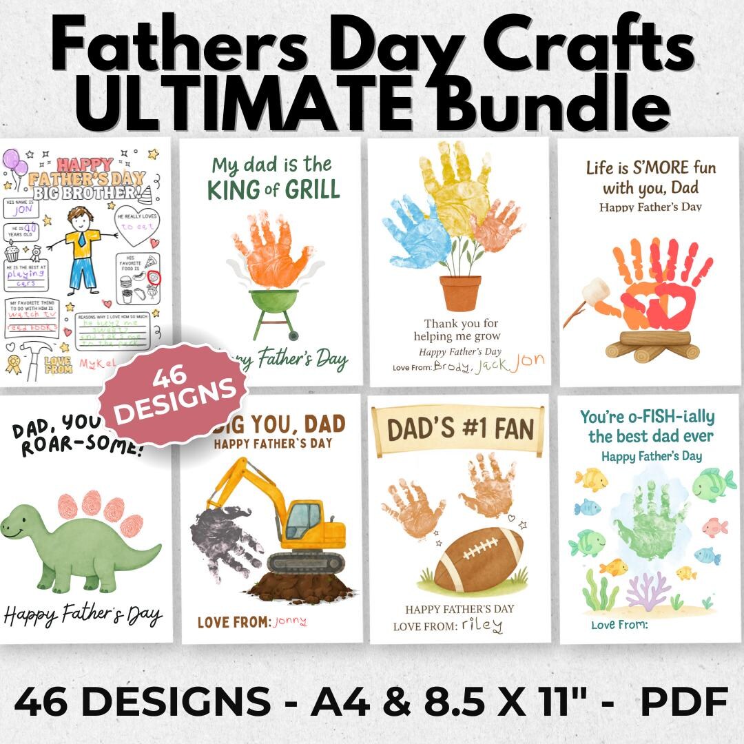 Father’s Day Handprint Templates, Printable Gift for Dad From Toddler ...