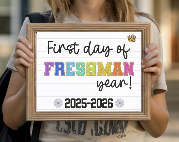 PRINTABLE Boho First Day of Ninth Grade, Aesthetic Hello Freshman Year ...