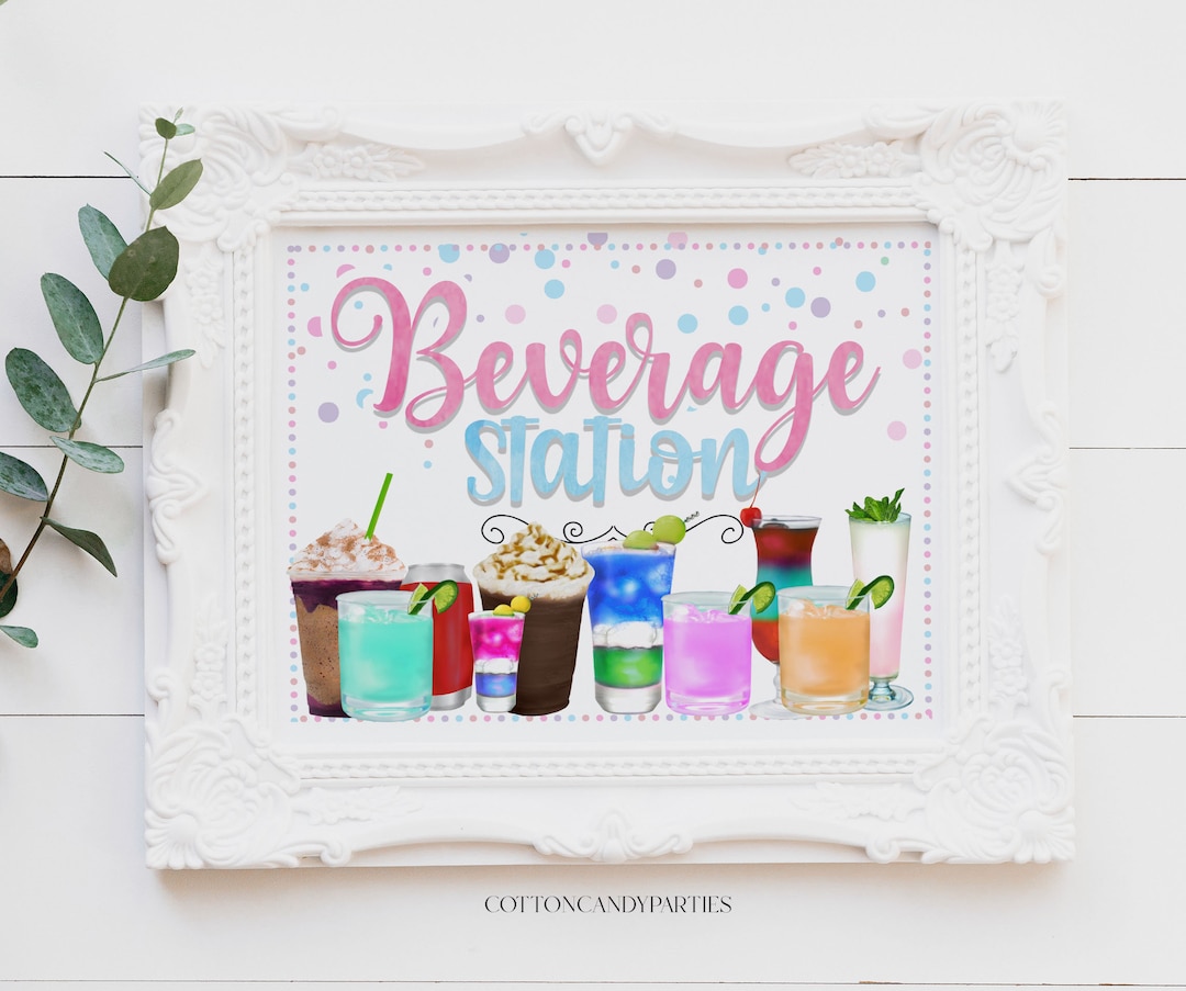 Beverage Station Sign,party Sign,download,printable,pajama Party ...
