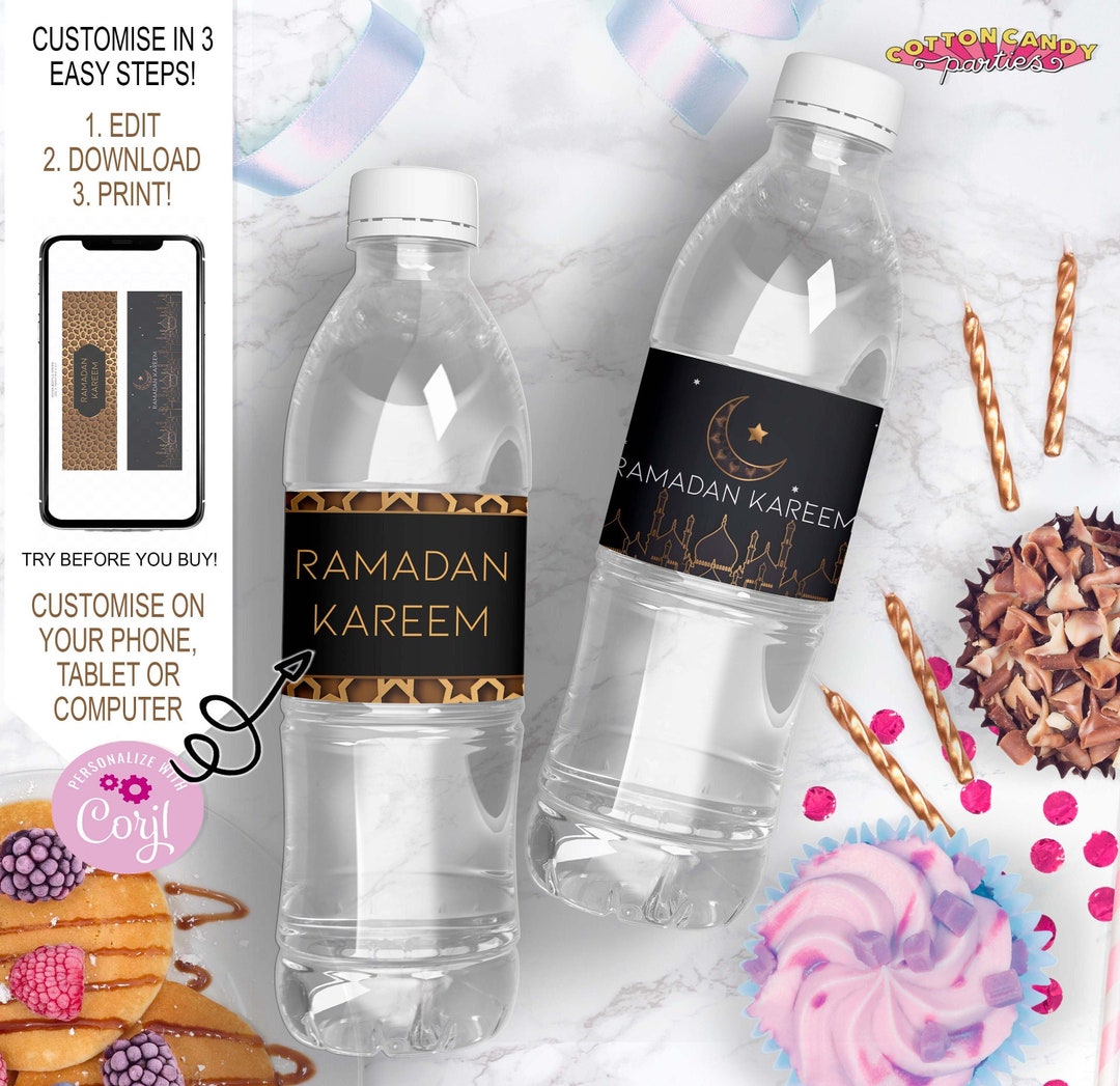 RAMADAN MUBARAK Bottle Labels, Ramdhan Mubarak LABELS, Printable Bottle ...