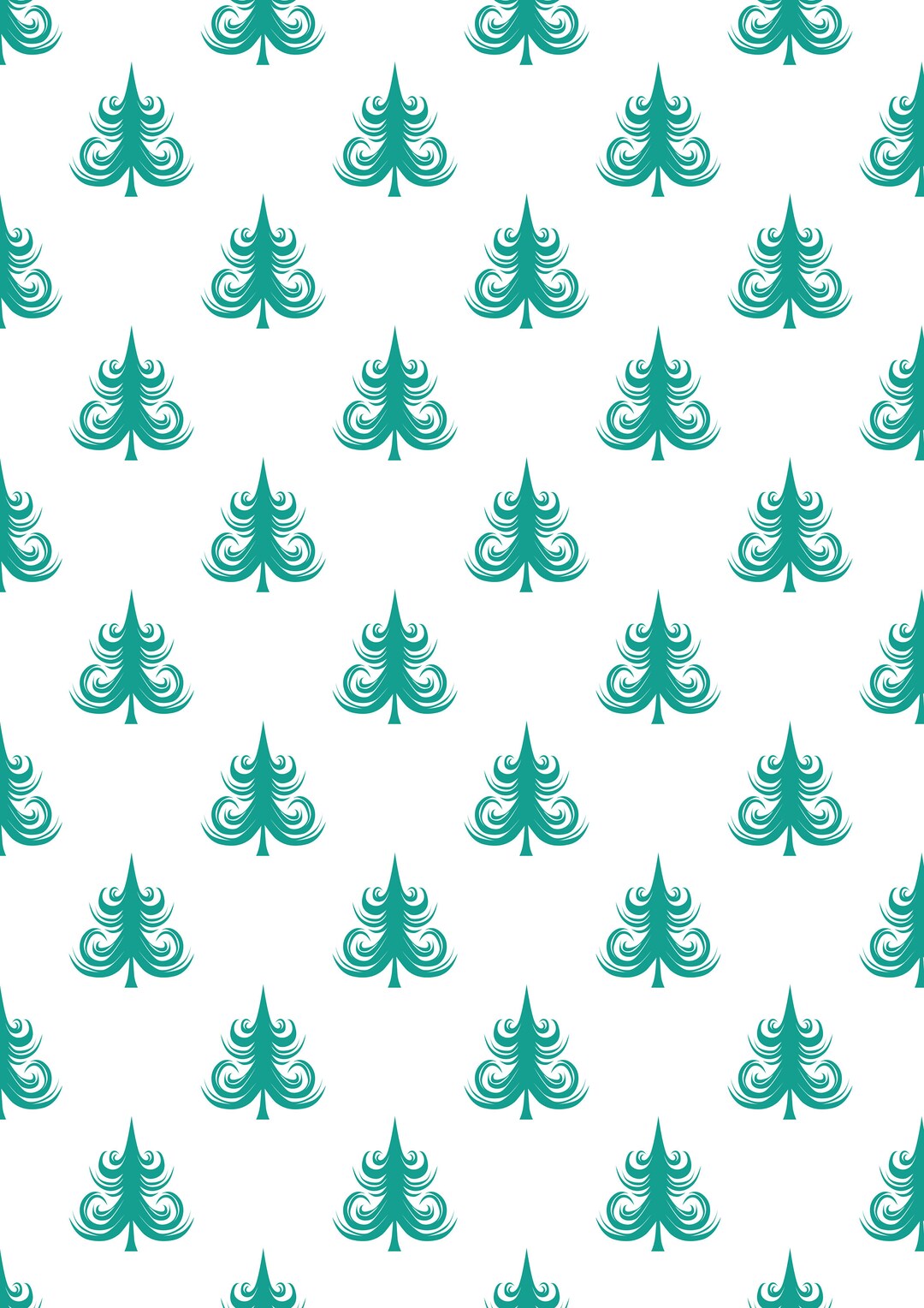 A4 A3 Teal Christmas Tree Printable Wrapping Paper Giftwrap Instant ...
