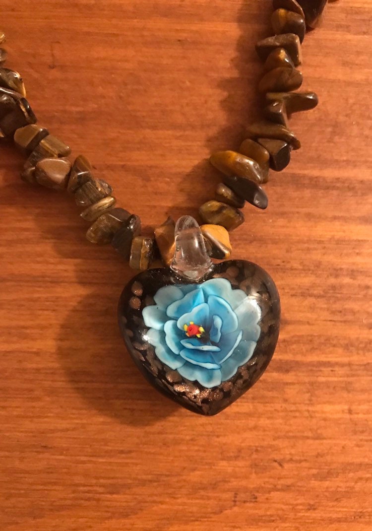 Collier en pierre avec pendentif cœur - Etsy France