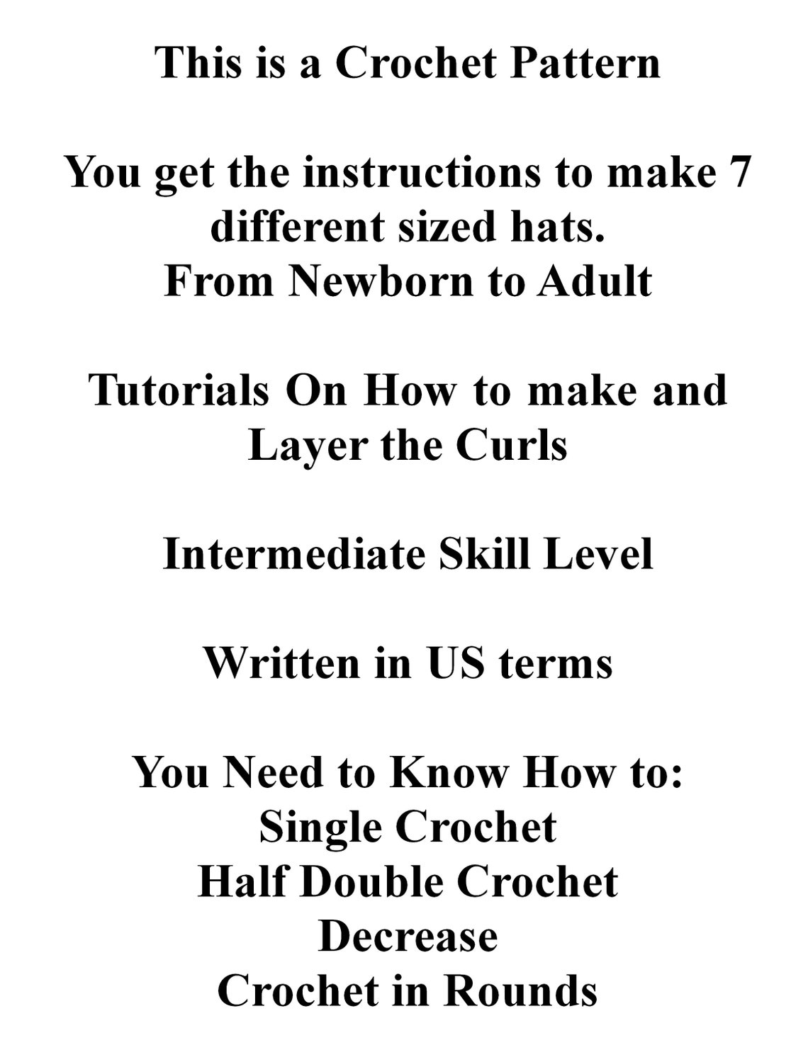 Goldilocks Hat Crochet Pattern In Seven Sizes-Goldilocks and | Etsy