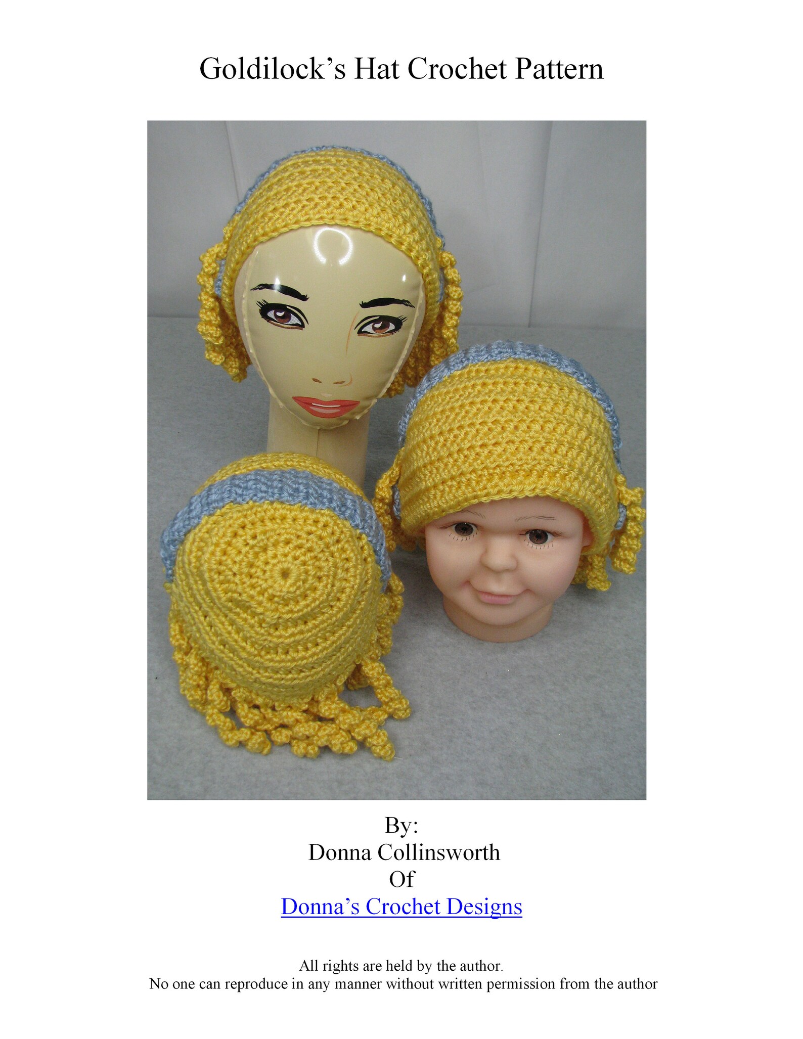 Goldilocks Hat Crochet Pattern In Seven Sizes-Goldilocks and | Etsy