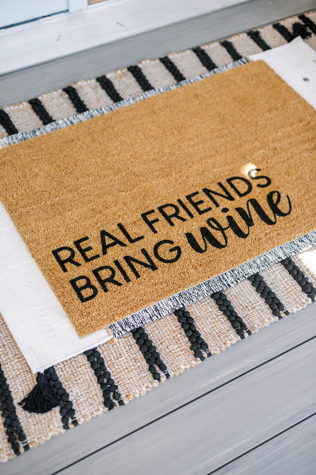 Real Friends Bring Wine Doormat Wine Doormat Funny Doormat Custom Mat ...