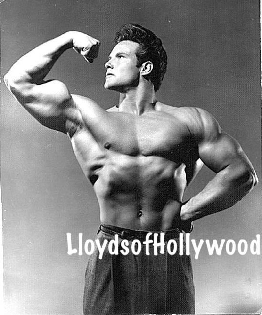 Steve Reeves Handsome Hairless Bodybuilder Mr America Flexing Muscle ...