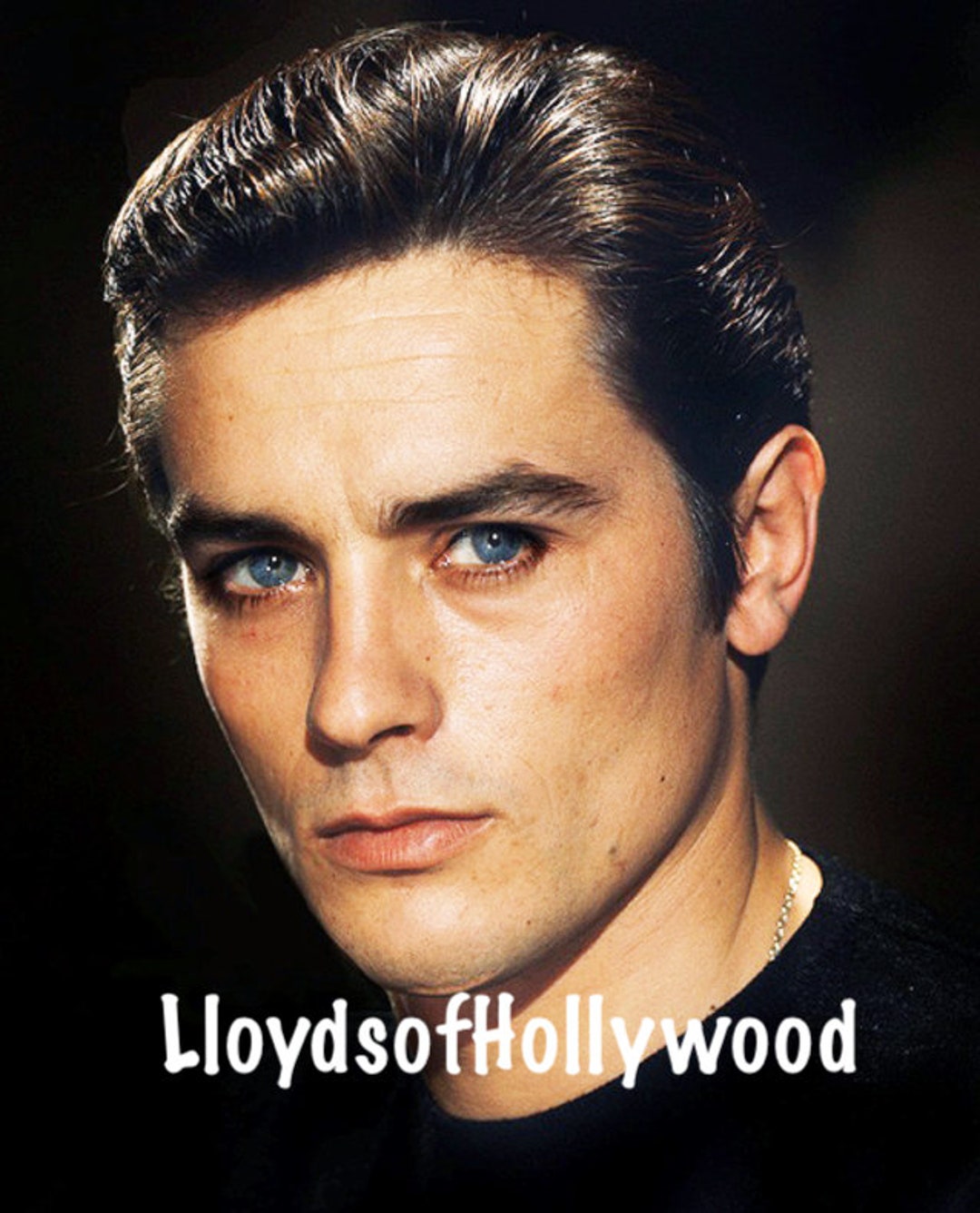 Alain Delon Handsome French Actor International Star Dark Haired Close ...