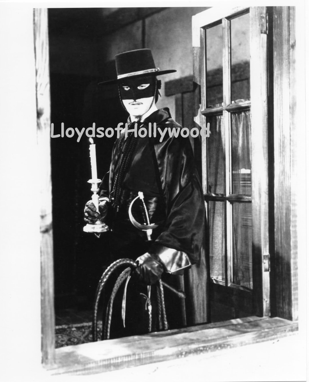 Guy Williams Zorro the Fox in Full Costume Holding Candle Photograph ...