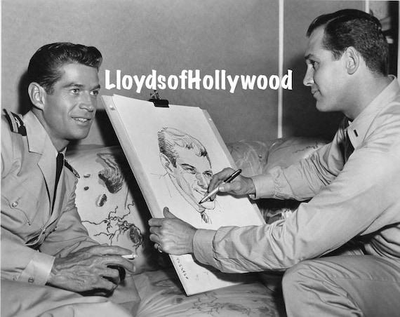 George Nader Openly Gay Actor Being Sketched by Artist on Set | Etsy