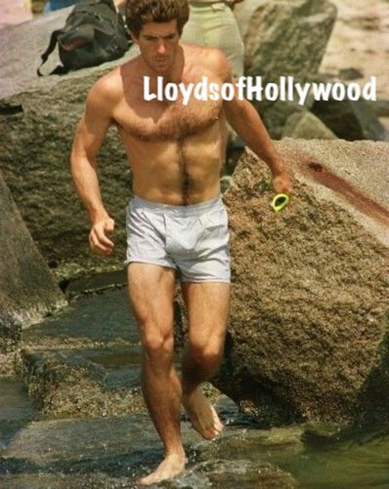 John F Kennedy Jr Hunk in Trunks at Beach Cape Cod Summer Regular Guy ...