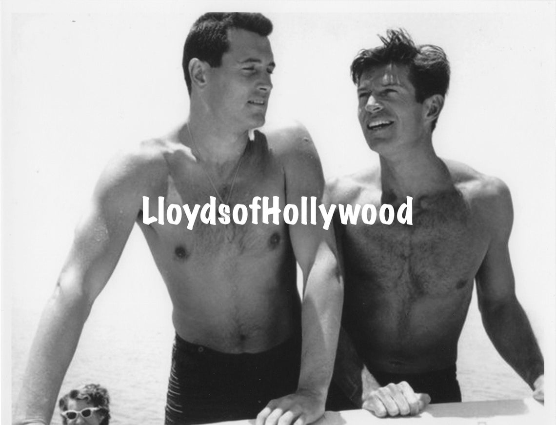Rock Hudson George Nader Handsome Hollywood Actors in Pool Photograph ...