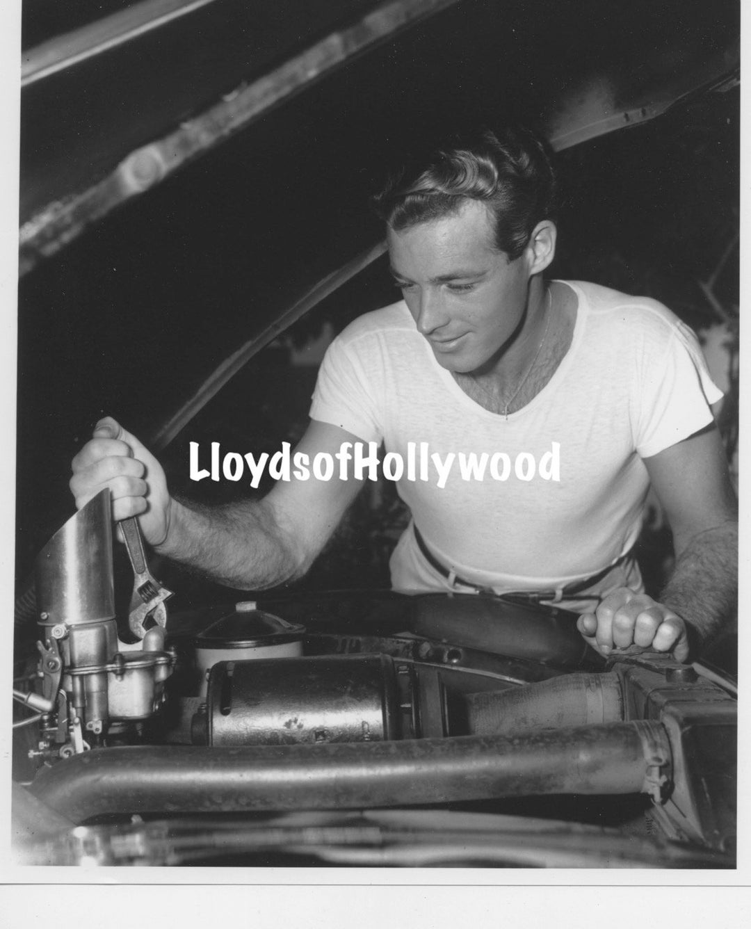 Guy Madison Handsome Hollywood Actor Hunk at Home Working on Car Motor Photograph 1947 - Etsy