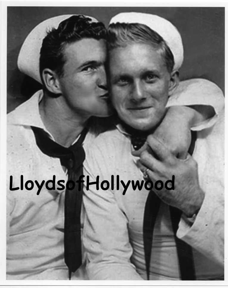 USA Military Men Navy Buddies Kissing in Photo Booth Photograph 1940's ...