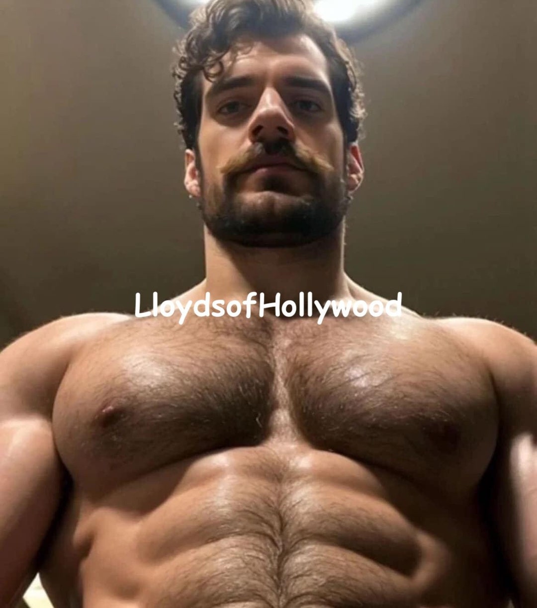 Henry Cavill Handsome Superman Actor Muscular Hairy Chest Gym Workout Unique Candid Photograph ...
