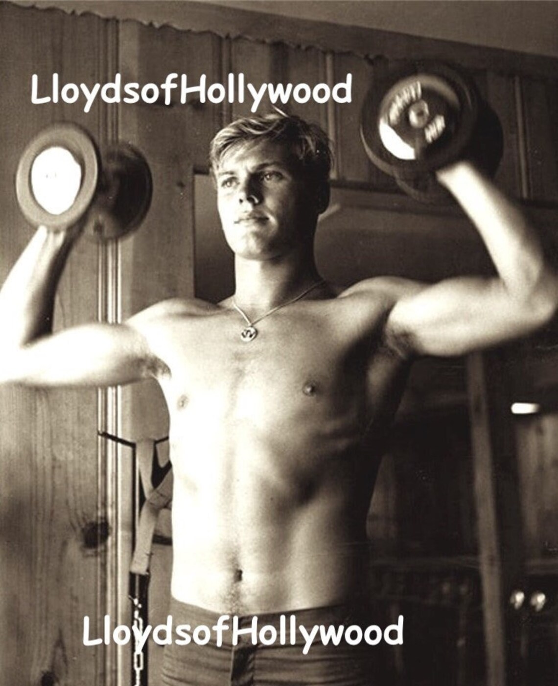 Tab Hunter Handsome Hollywood Actor Singer Lifting Weights Mid-century ...