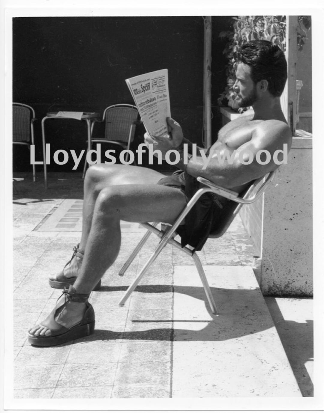 Steve Reeves Bodybuilder Relaxing on Set Hercules Beefcake Photograph ...