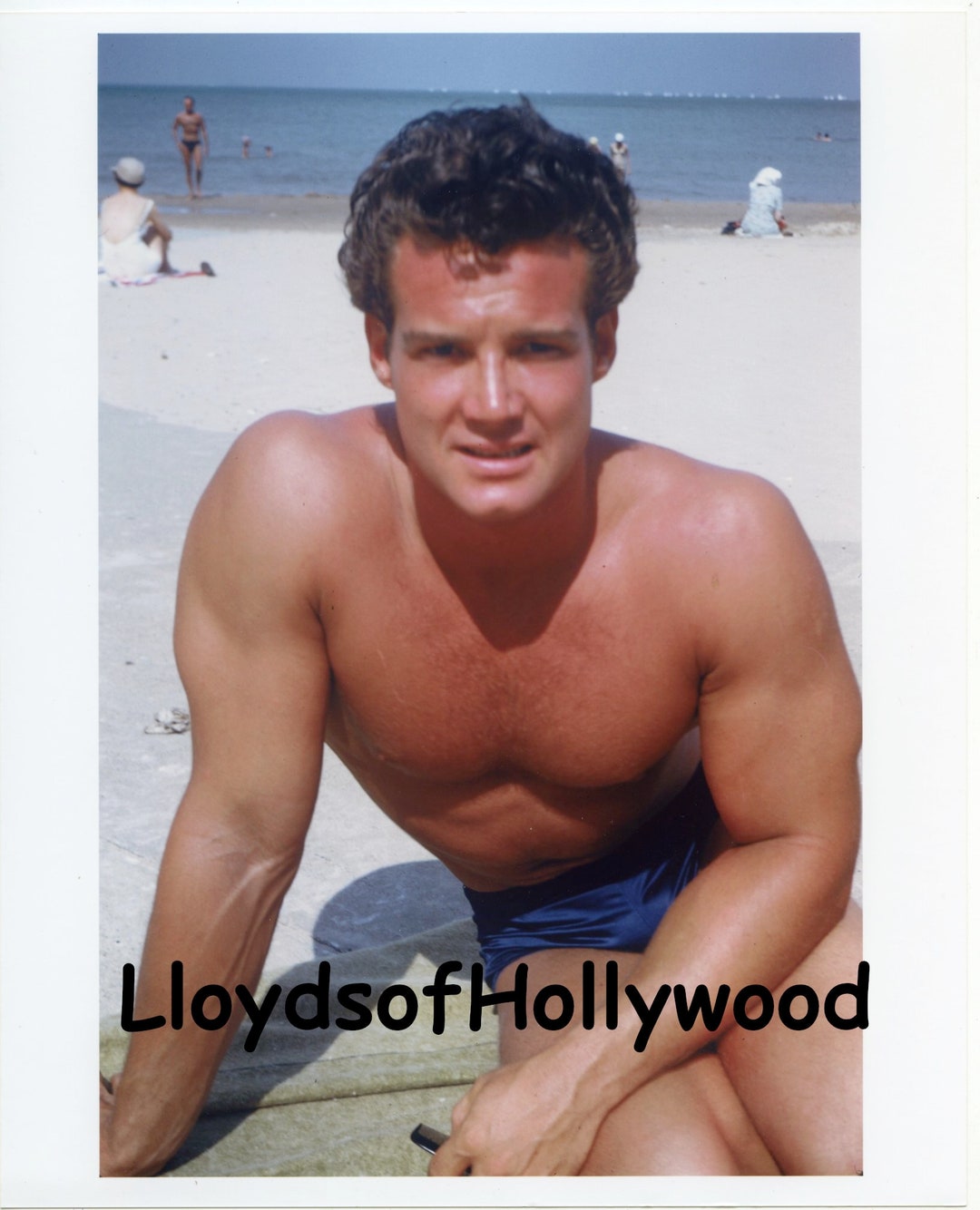 Steve Reeves Pre Hollywood Bodybuilder Hunk in Trunks at Beach Mid ...