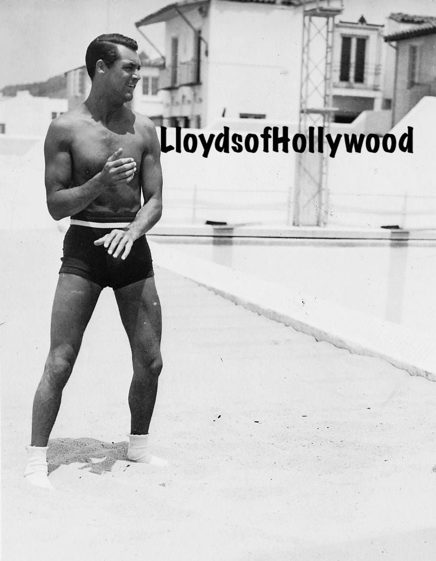 Cary Grant Handsome Hollywood Actor Hunk in Trunks at Beach House Home ...